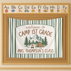 Camping Classroom Tapestry Teacher Banner Mountain Theme Class ...