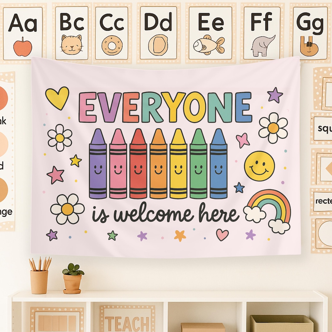 Everyone is Welcome Here Classroom Tapestry Teacher Banner Inclusion ...