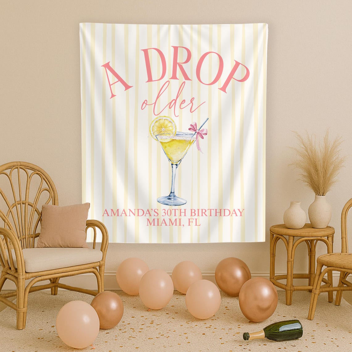 Just a Drop Older Banner Lemon Drop Party Photo Backdrop Personalized ...