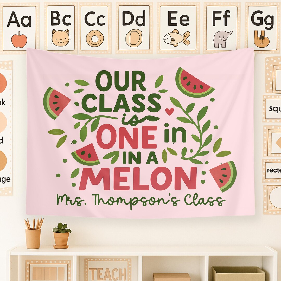 Watermelon Classroom Tapestry Teacher Banner Summer Class Decorations ...