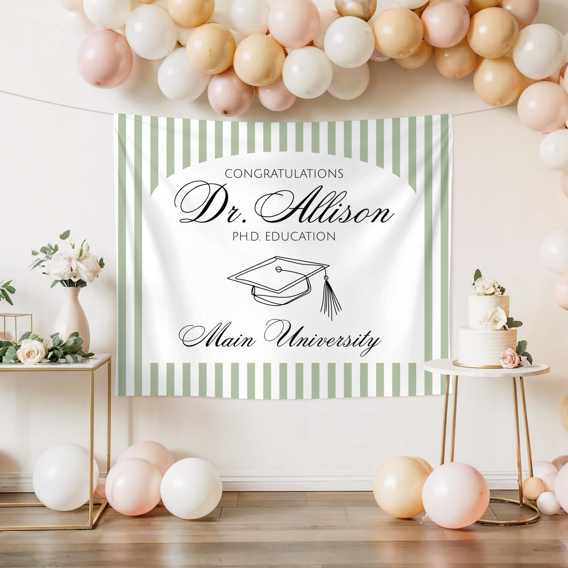 Custom Ph.d. Graduation Banner Backdrop Doctoral Graduate Photo ...