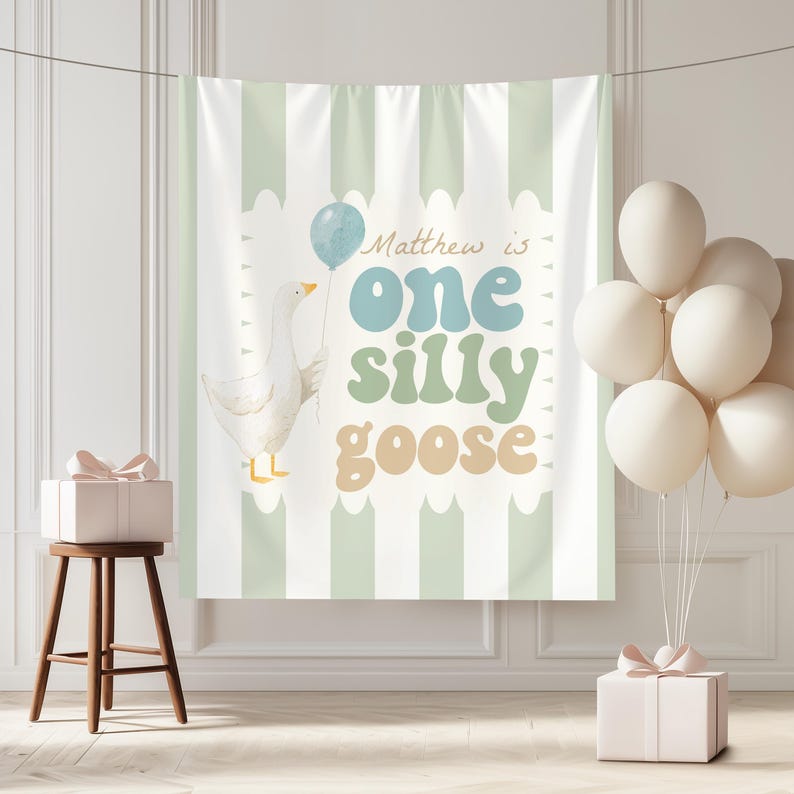 Custom Silly Goose First Birthday Banner: Personalized Goose Theme 1st ...