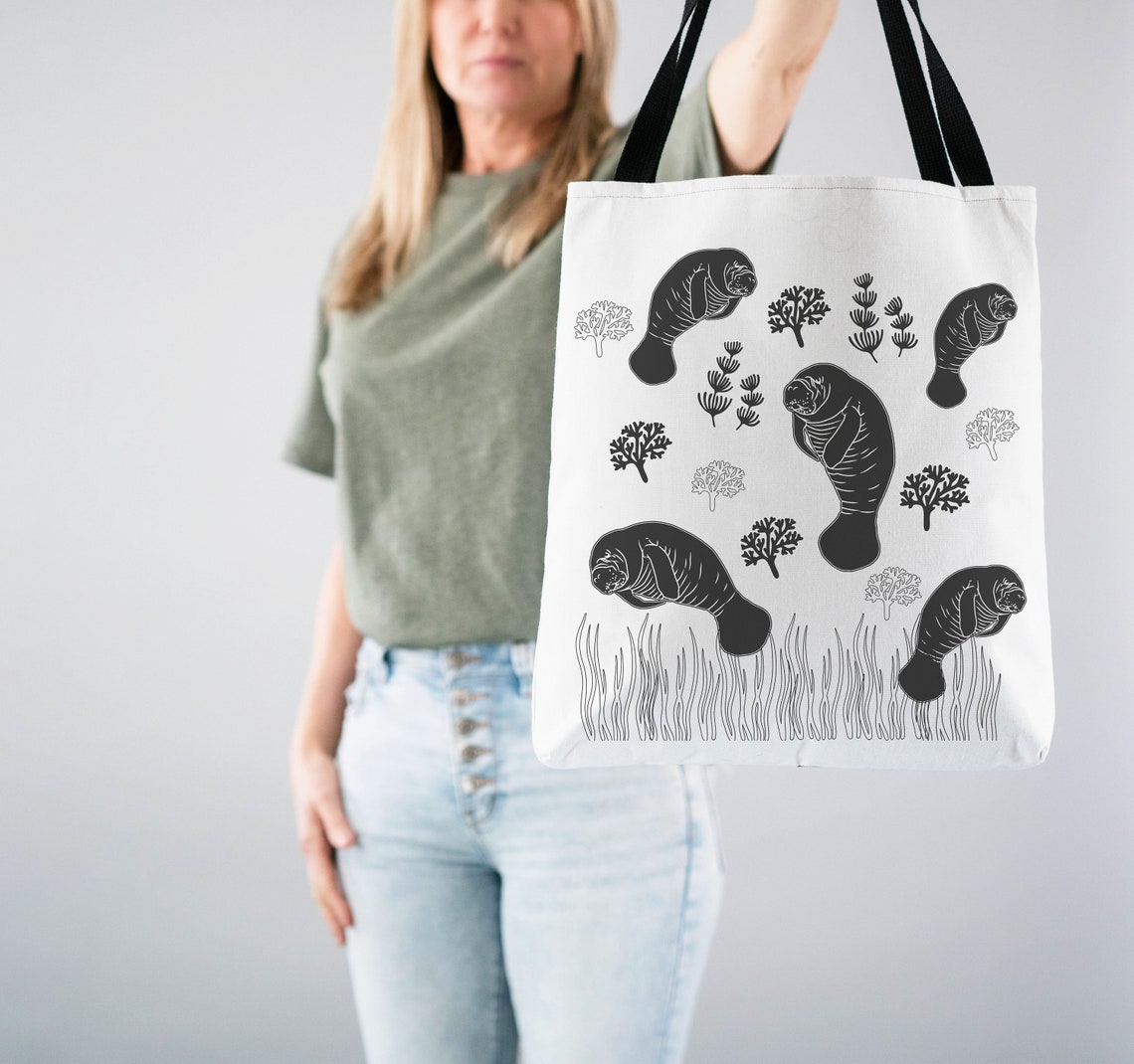 Cottagecore Manatee Tote Bag, Respect the Locals, Manatee Gifts ...