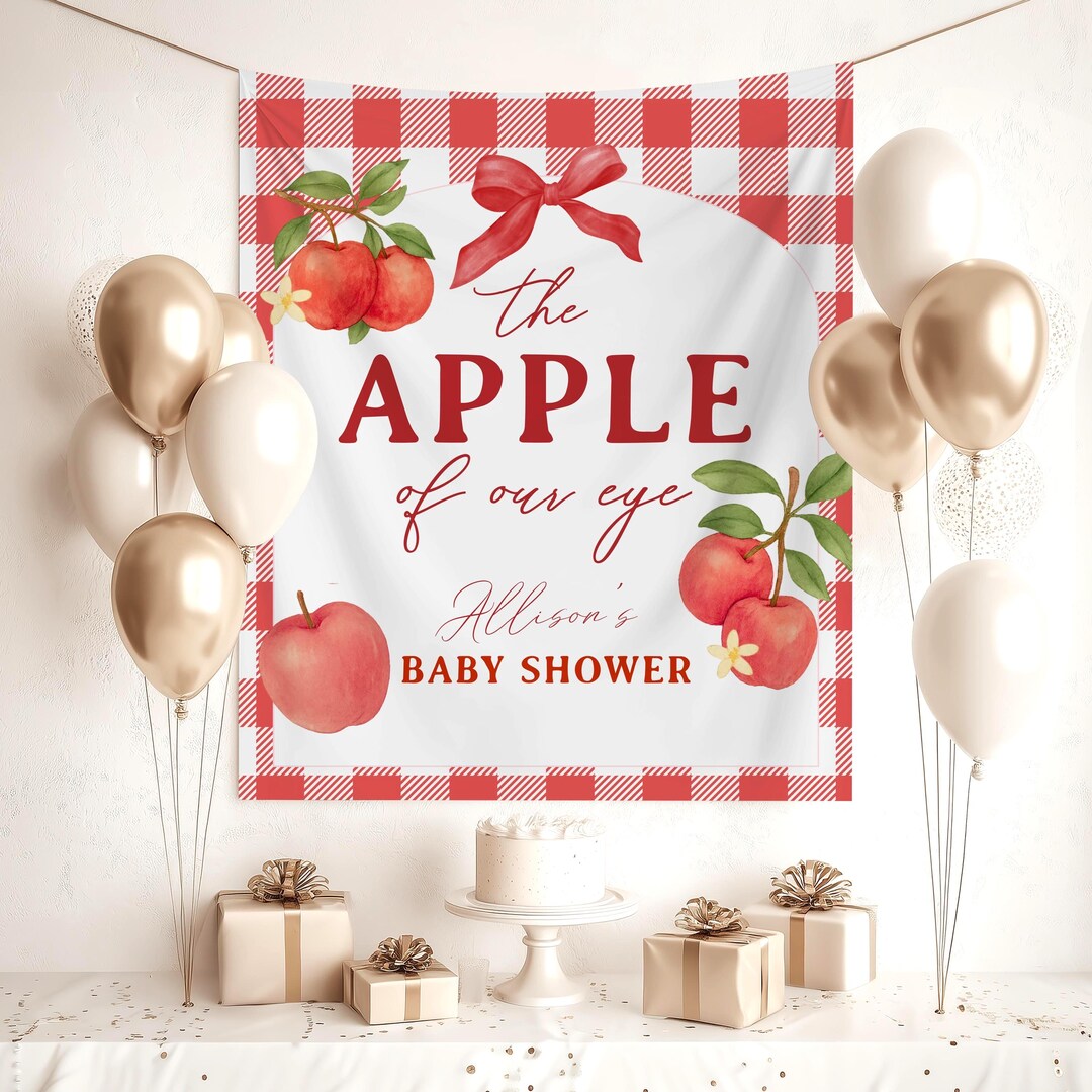 Apple of Our Eye Baby Shower Banner Custom Apple Gender Neutral Shower ...
