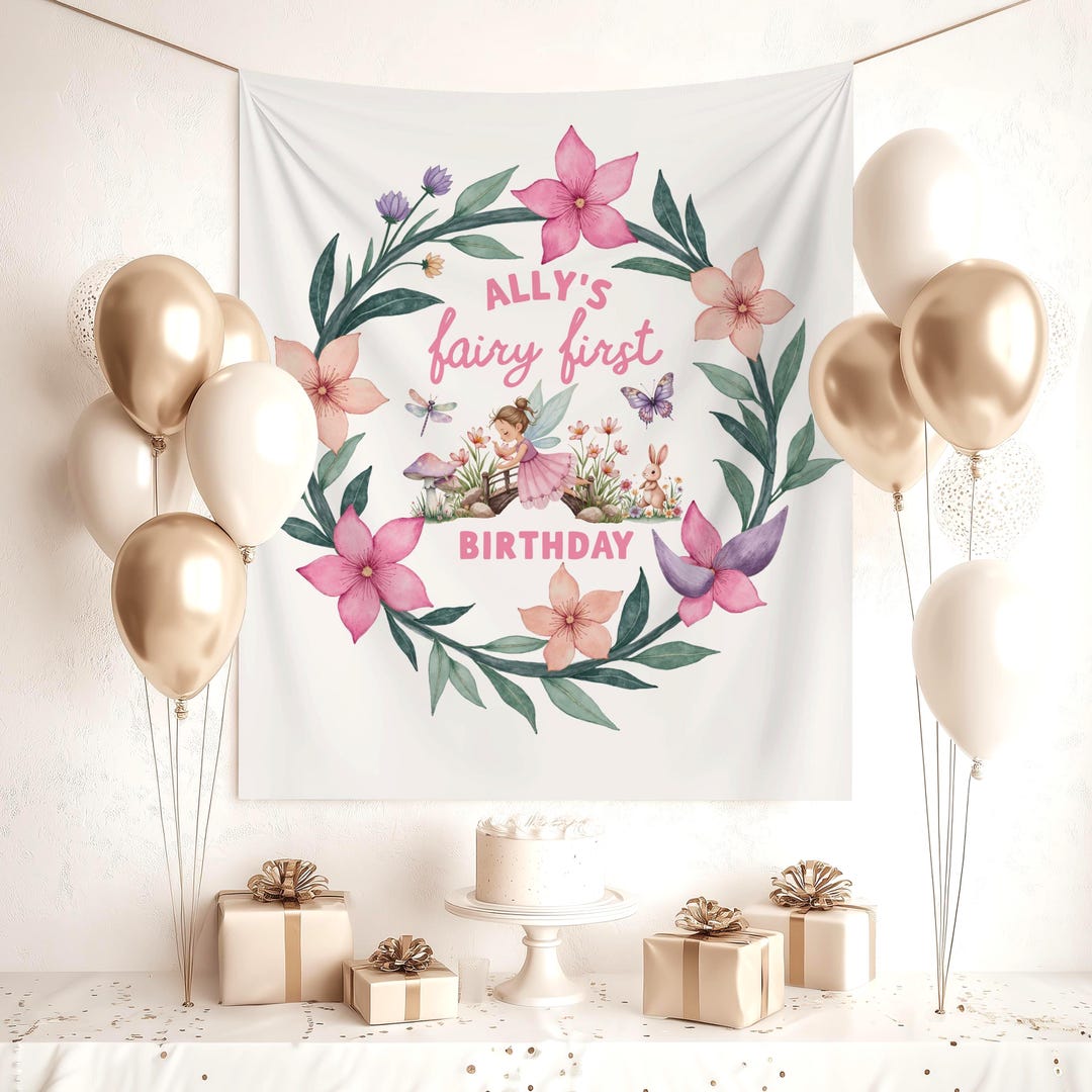 Fairy First Birthday Banner Fairy Theme Backdrop Fairy Decorations ...