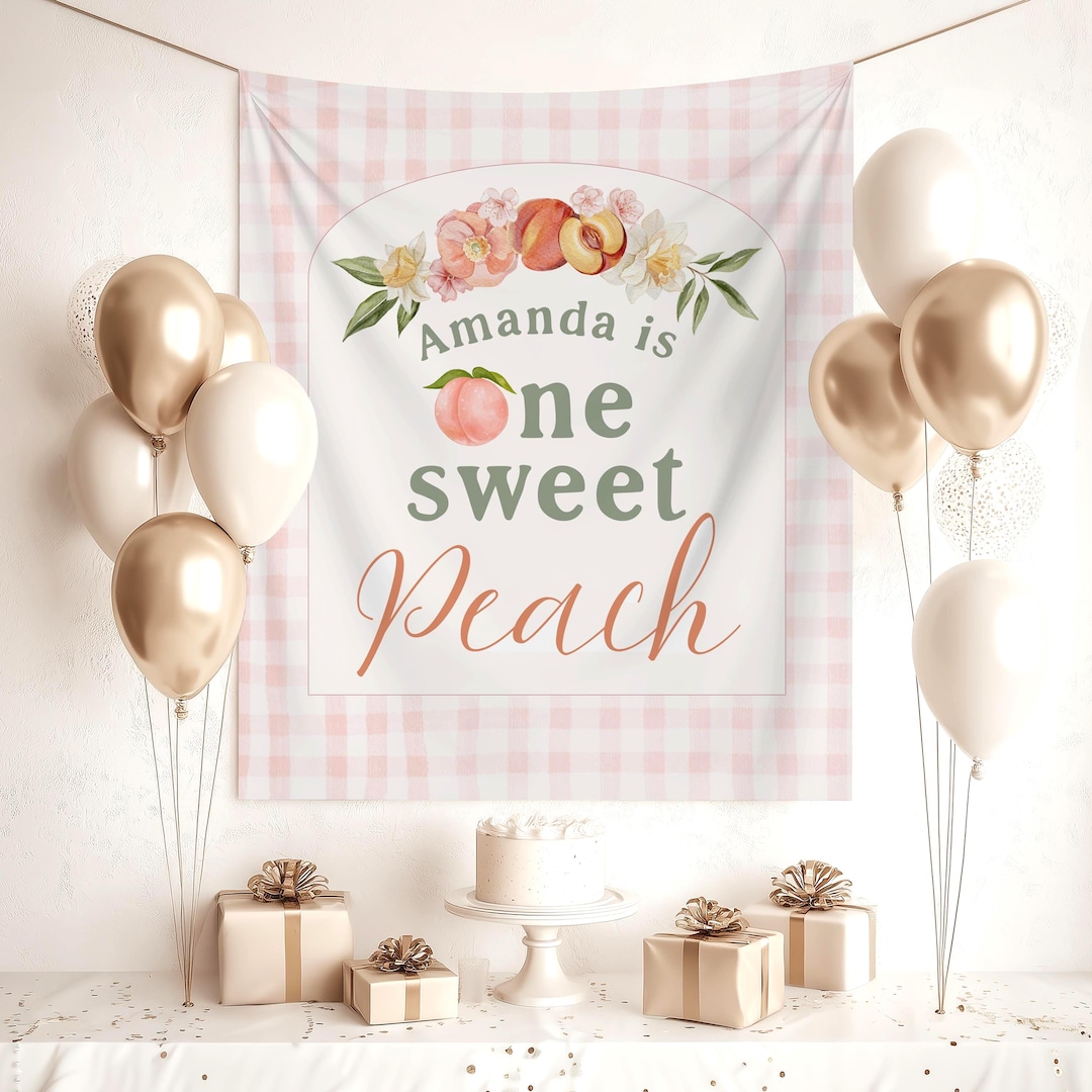 One Sweet Peach First Birthday Party Backdrop Custom Summer Peach Theme ...