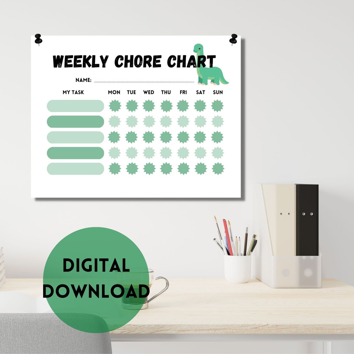 Printable Kids Weekly Chore Chart Children's Responsibility Checklist ...