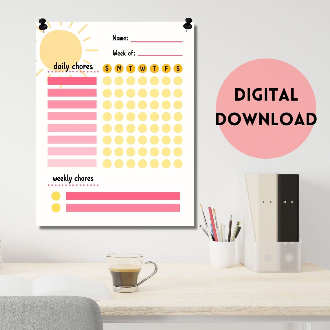 Sunshine Responsibility Chore Chart Checklist - Etsy