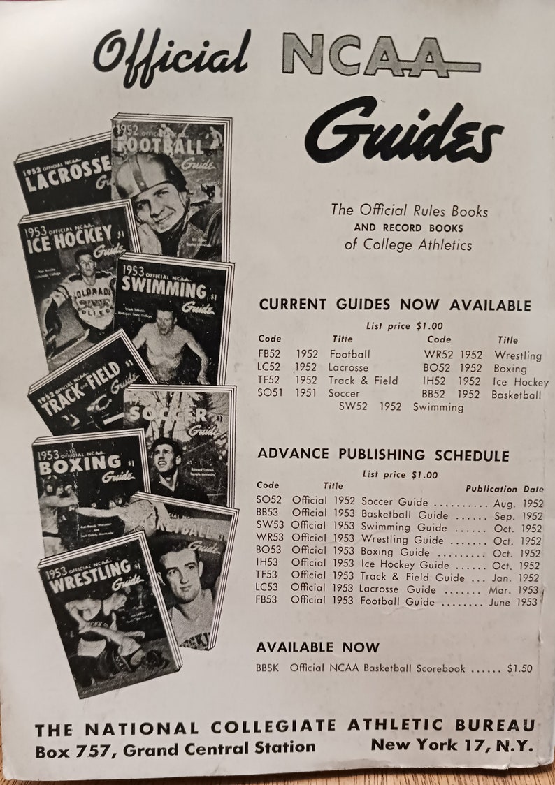 1952 Official Collegiate Football Record Book - Etsy