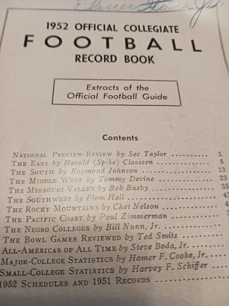 1952 Official Collegiate Football Record Book - Etsy