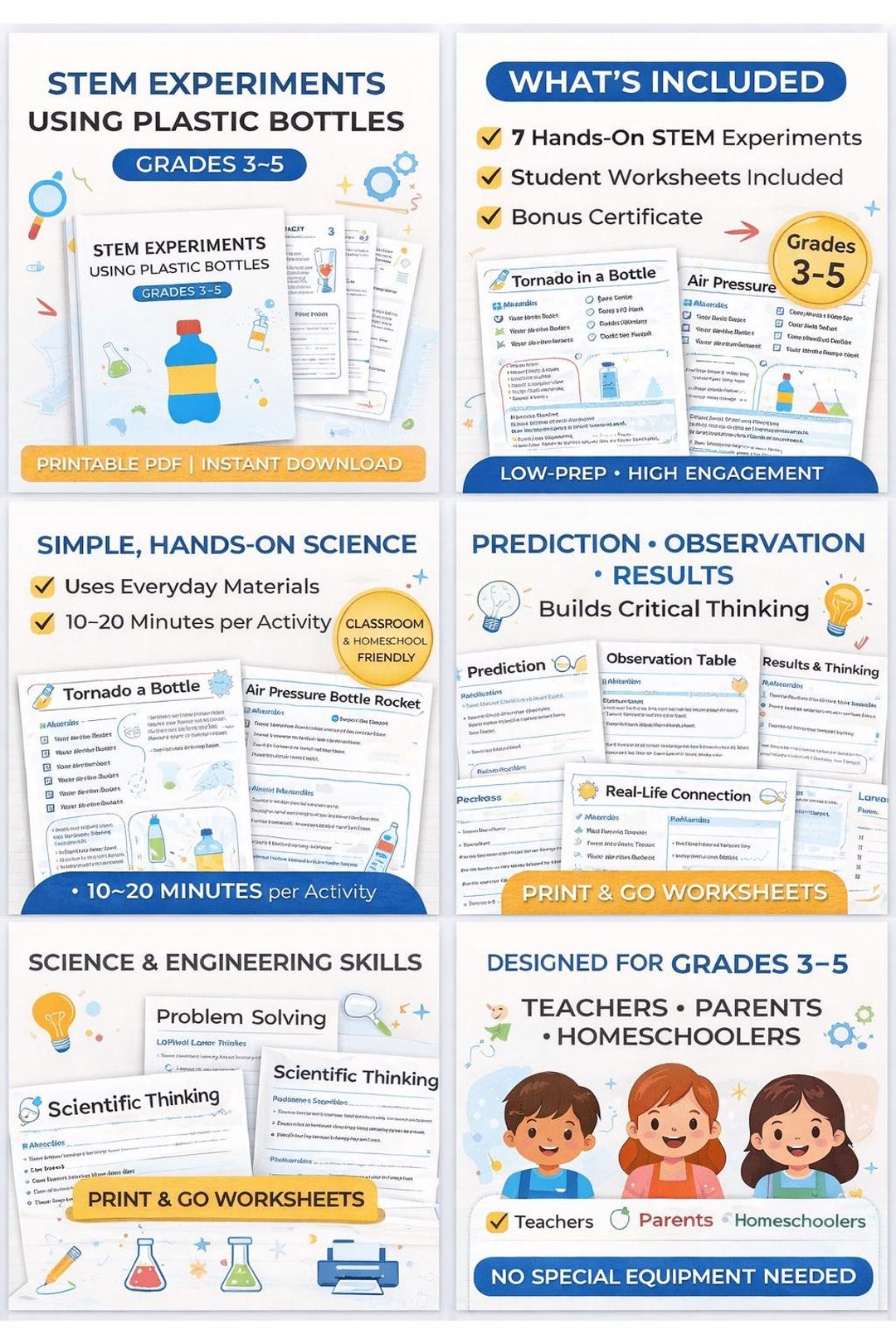 STEM Experiments Using Plastic Bottles (grades 3–5) - Etsy