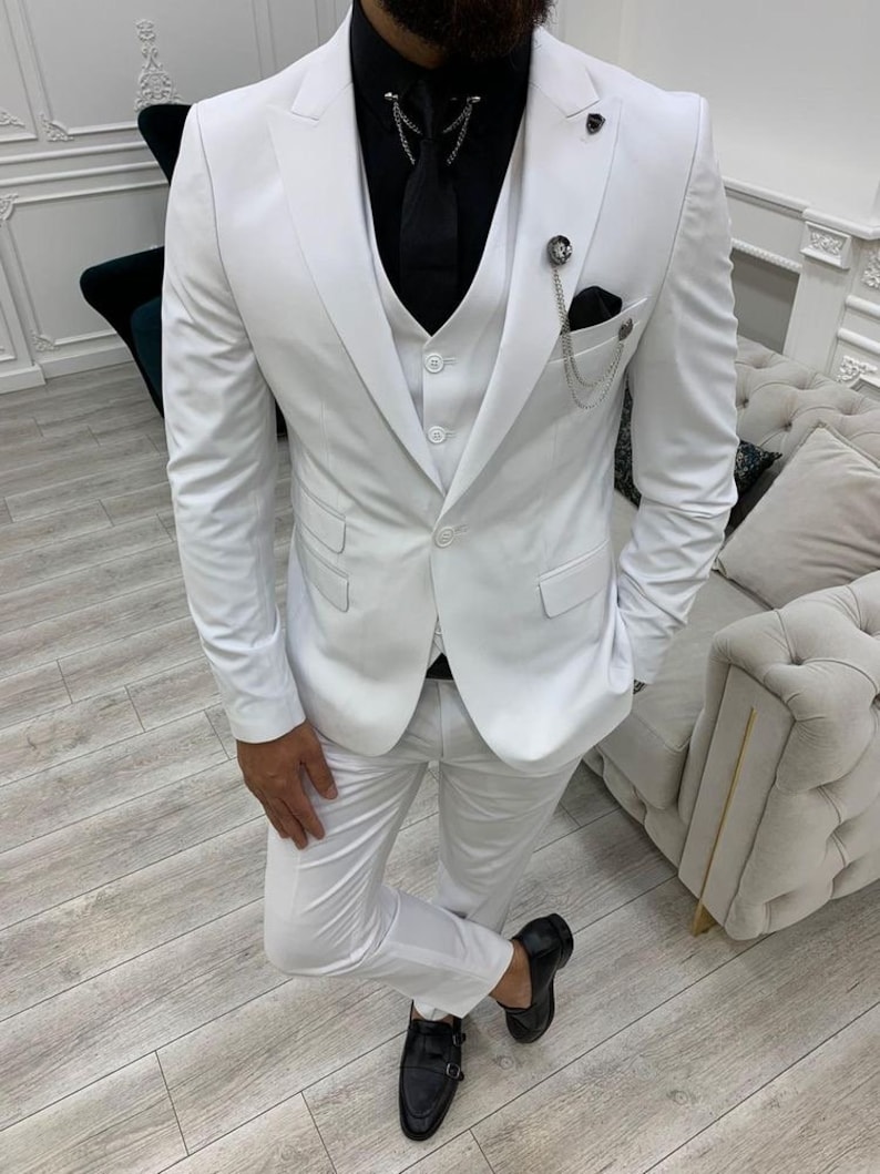 Men White 3 Piece Suits Wedding Suit Grooms Wear Suit One - Etsy
