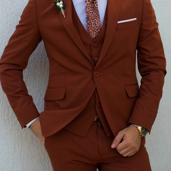 Terracotta 3 Piece Suit - Etsy