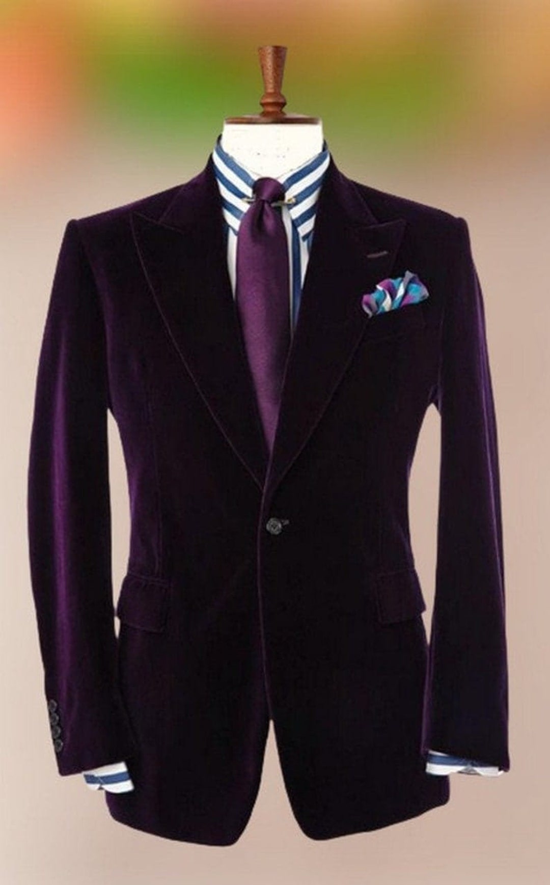 Men Dark Purple Silk War Velvet Jacket Blazar New Arrival Luxury ...