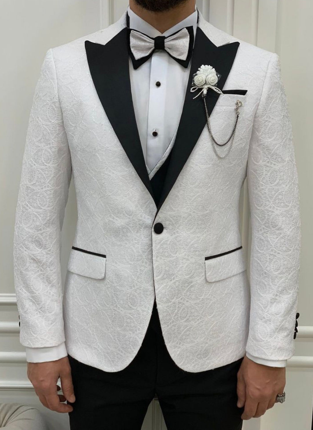 Men White 3 Piece Suits Wedding Suit Grooms Wear Suit One - Etsy