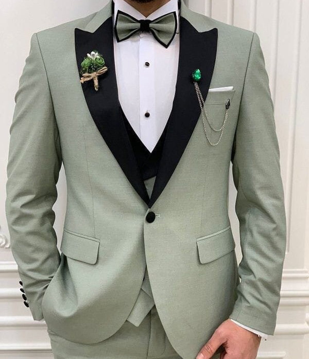 Men's Suits Mint Green Wedding Suits Groom Wear Suit 3 Piece Suit One ...