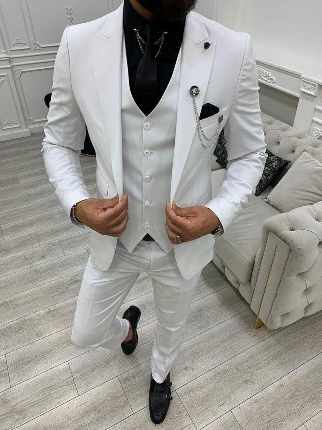 Men White 3 Piece Suits Wedding Suit Grooms Wear Suit One - Etsy