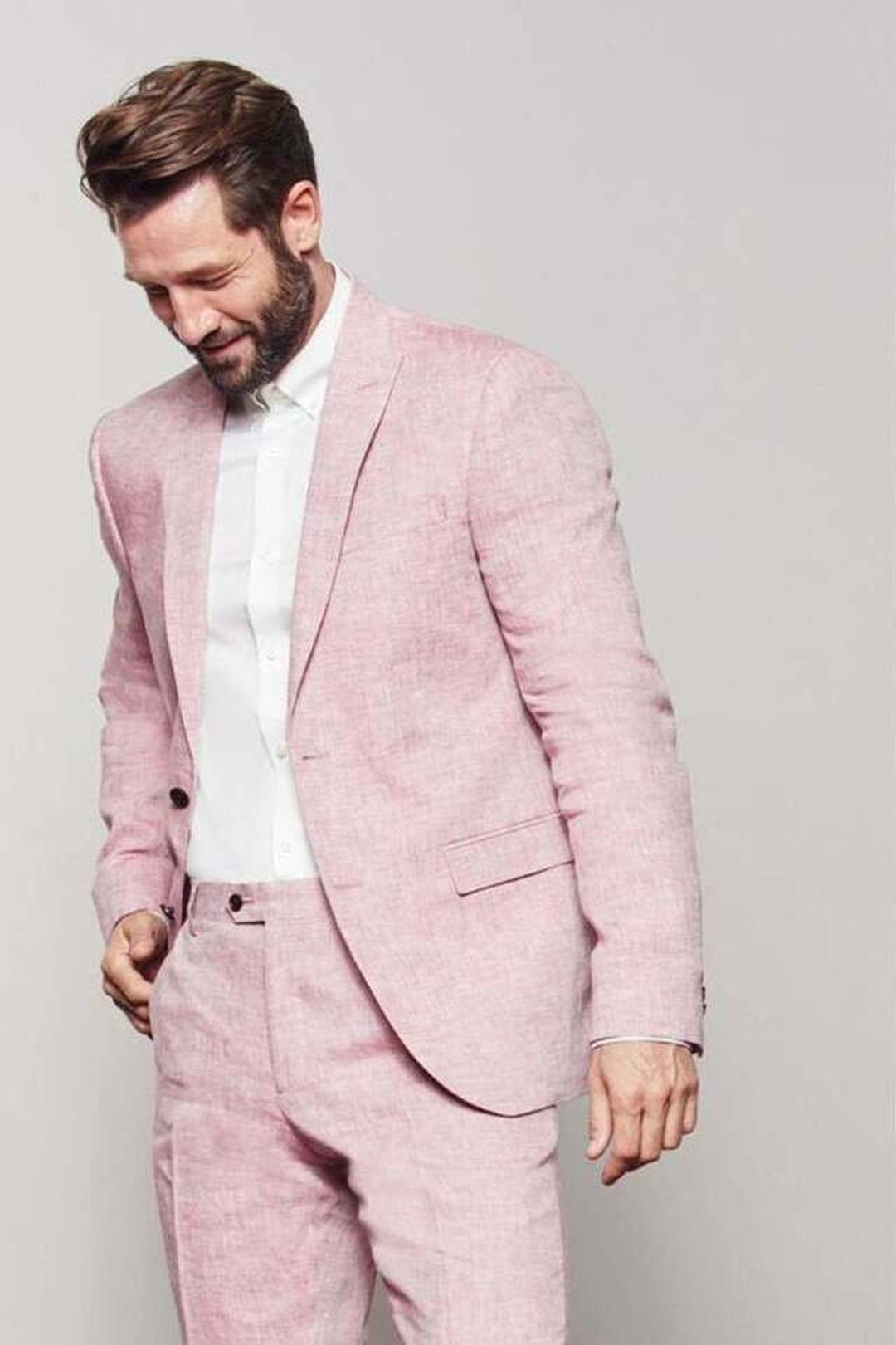 Men Linen Suits, Pink Linen Suits, Wedding Suit, Grooms Wear Suit ...