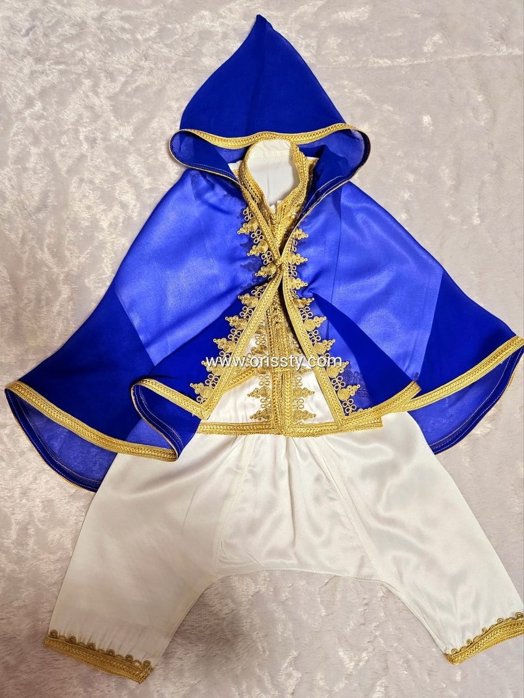 Moroccan Blue Jabador for Kids With Selham, 3 Piece Kaftan Selham for ...