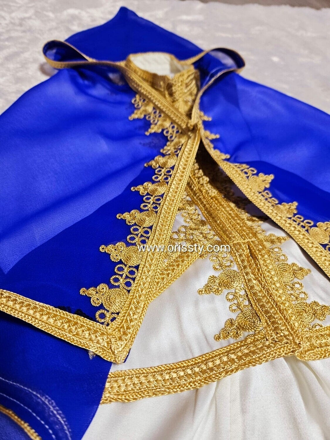 Moroccan Blue Jabador for Kids With Selham, 3 Piece Kaftan Selham for ...