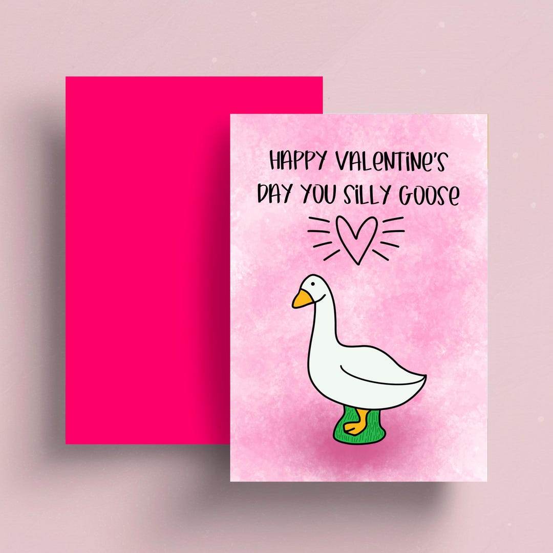 Happy Valentine's Day You Silly Goose Greeting Card - Etsy
