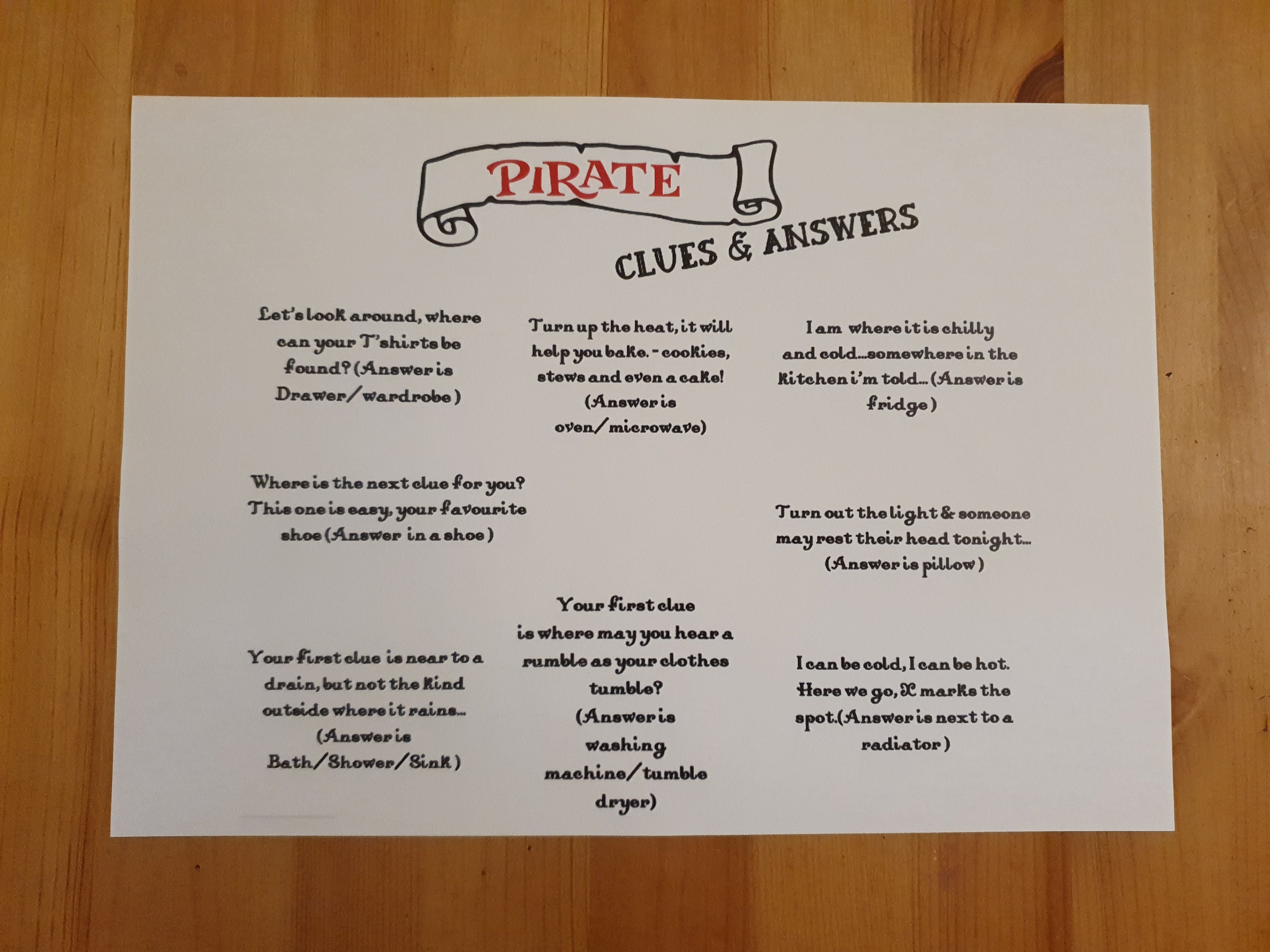 Kid's Pirate Treasure Hunt Map PDF, Downloadable Item - Etsy