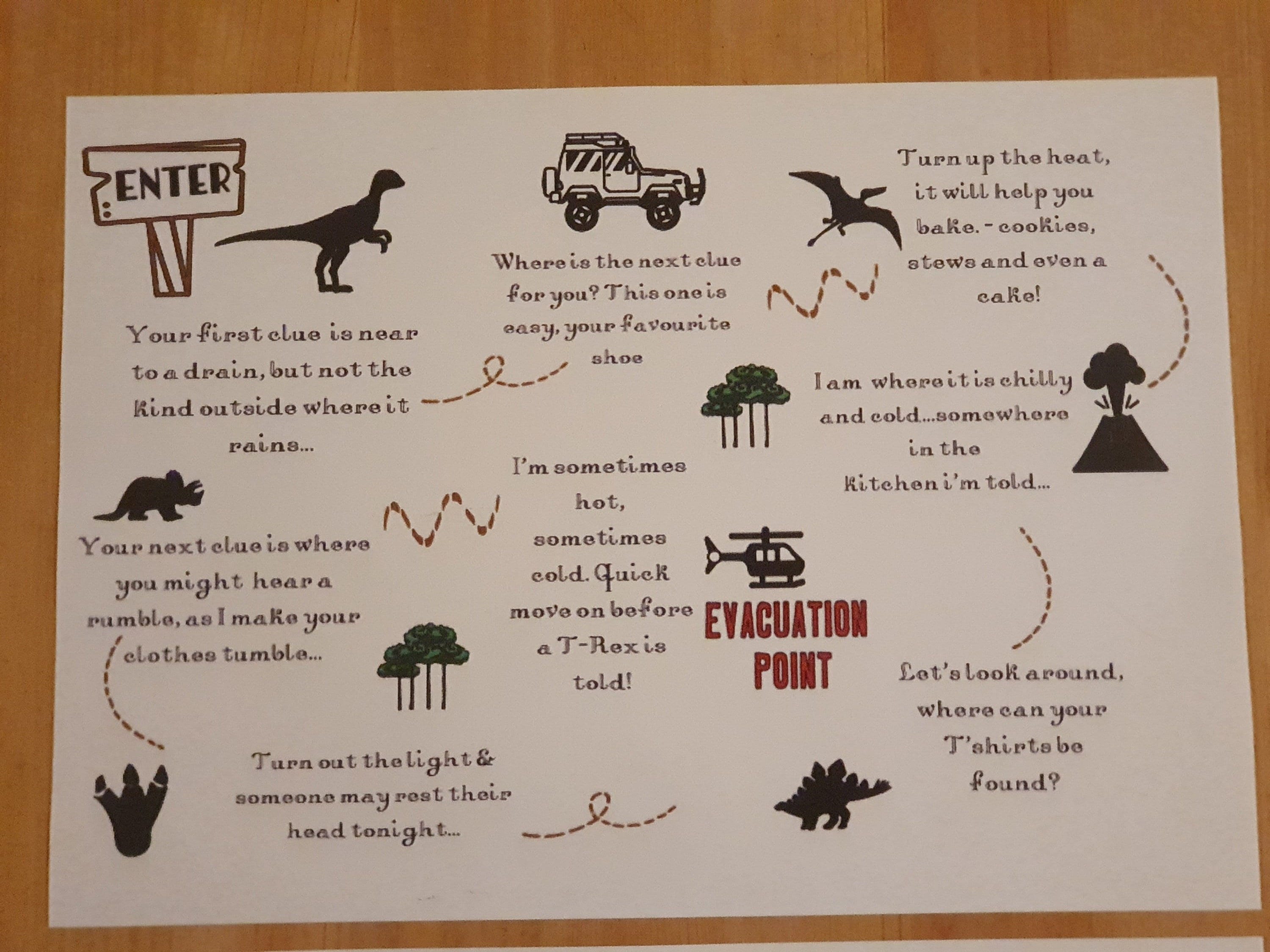 Dinosaur Themed Treasure Hunt Map PDF, Downloadable Attachment - Etsy