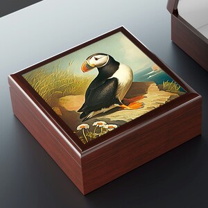 Vintage Puffin Wooden Keepsake Jewelry Box - Etsy