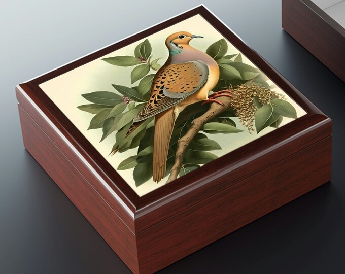 Vintage Dove Wood Keepsake Jewelry Box With Ceramic Tile Cover - Etsy