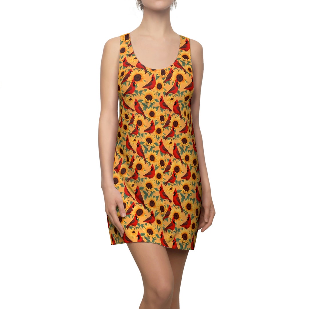 Sunflowers and Cardinals Pattern Women's Racerback Dress - Etsy