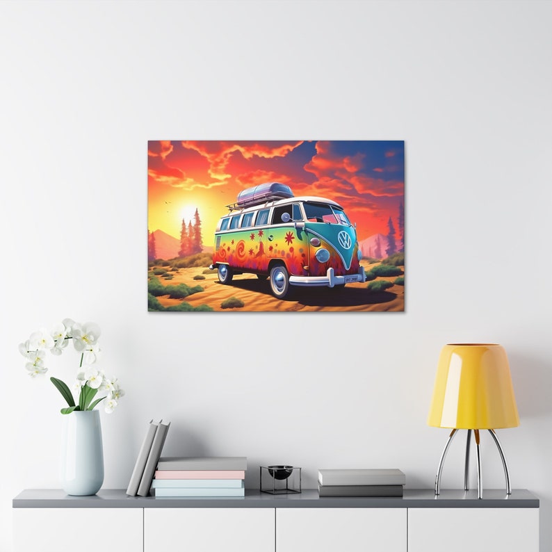 BOHO 60's 70's VW Van With Psychedelic Hippy Graphics Fine Art Print ...