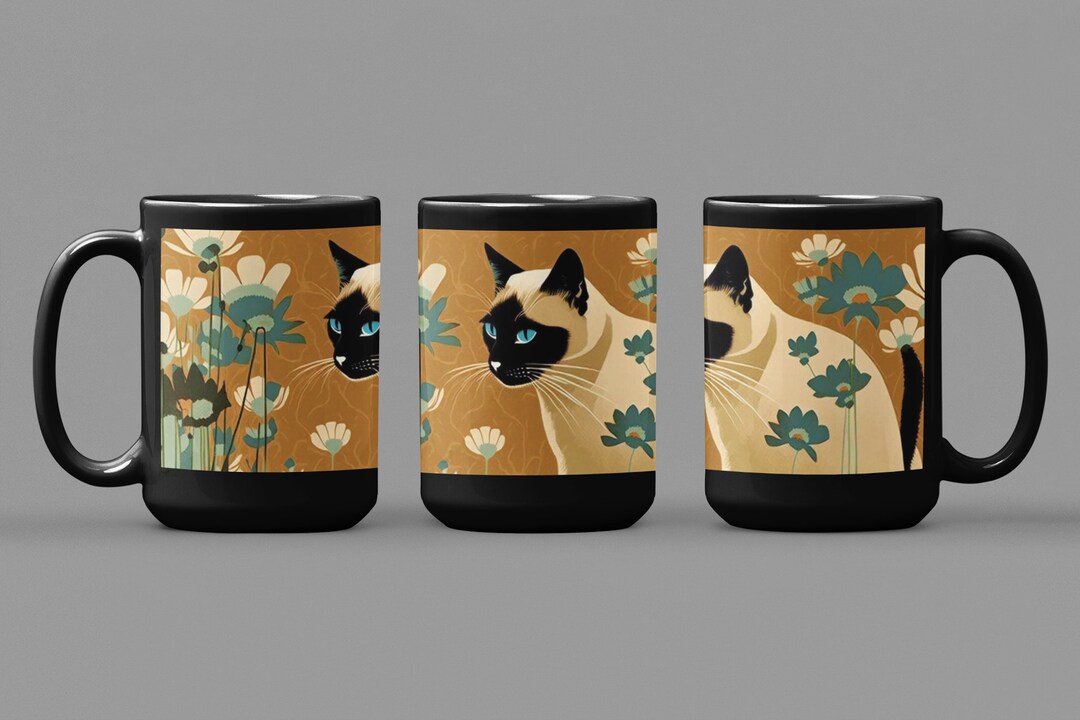 Mid Century Modern Siamese Cat Coffee Mug - Etsy