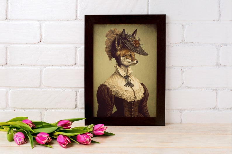 Lady Red Fox Print Clipart PNG JPG Printable Digital - Etsy
