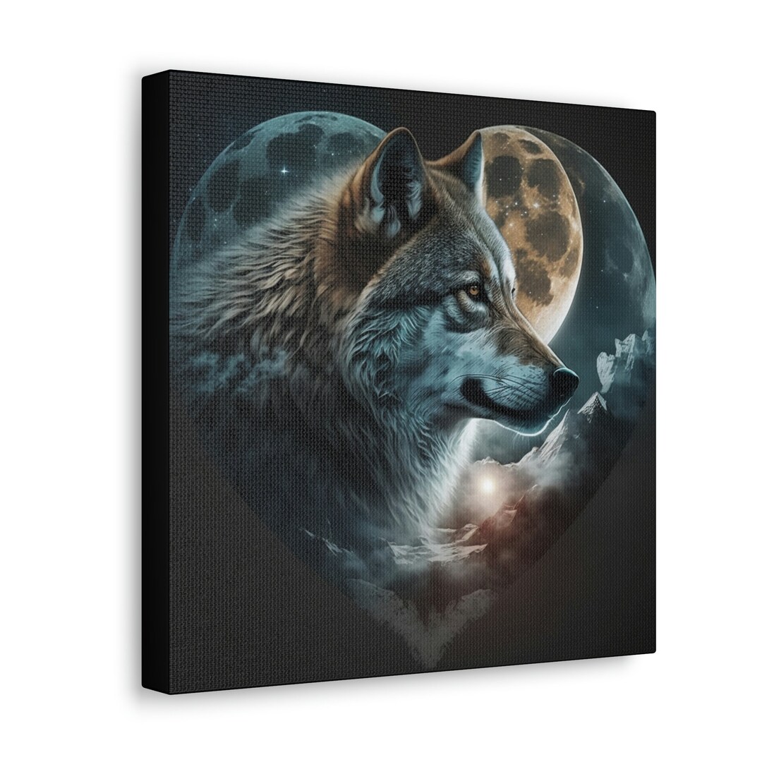 Whimsical Wolf Heart Vintage Antique Retro Canvas Wall Art - This Art ...