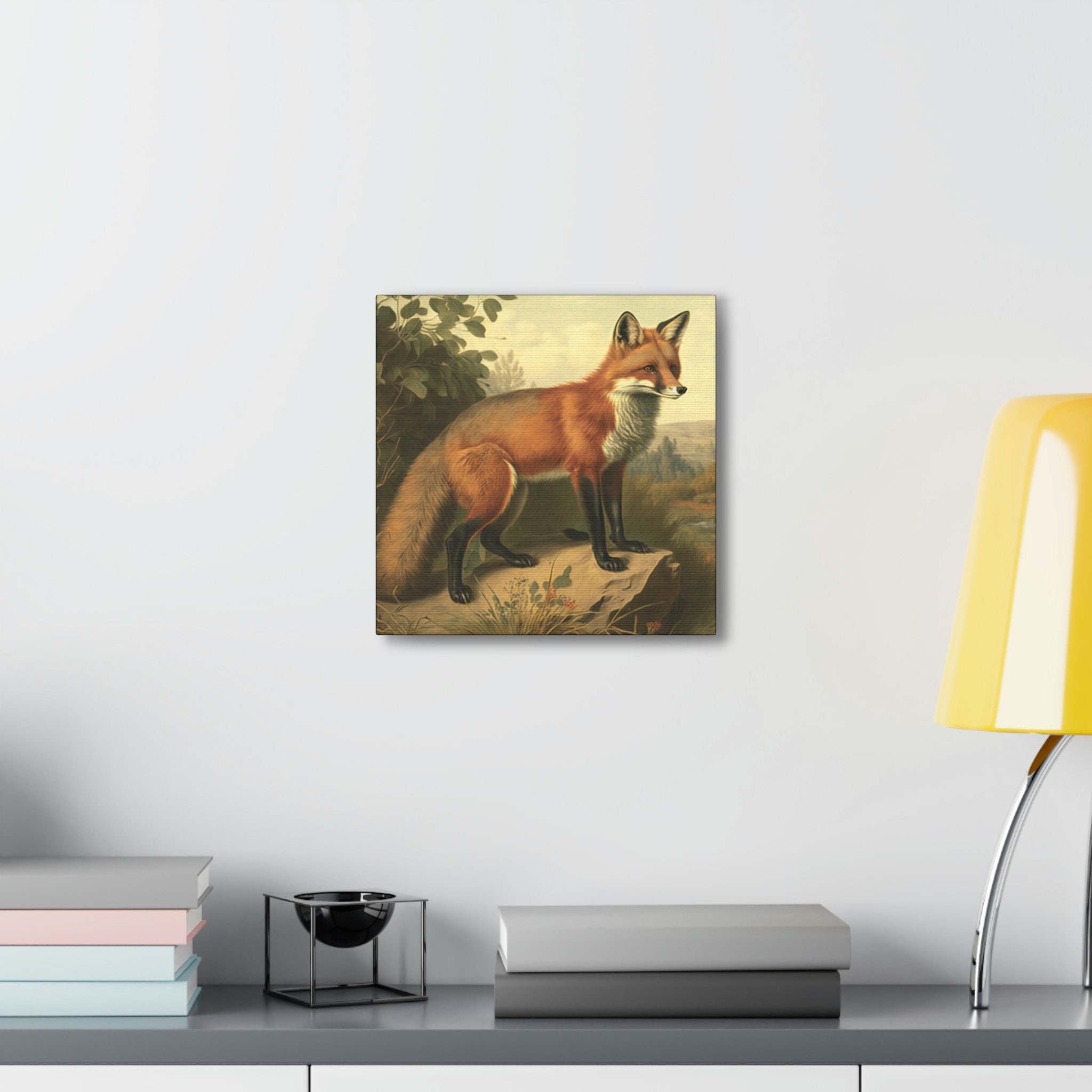 Red Fox Vintage Antique Retro Canvas Wall Art This Art Print Makes the ...