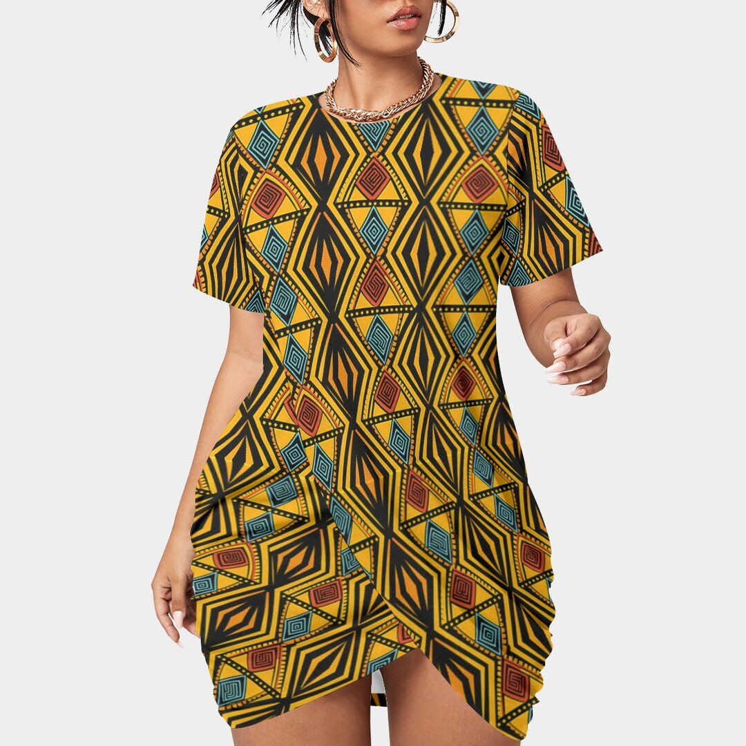 African Dress Pattern Stacked Hem Dress - Etsy