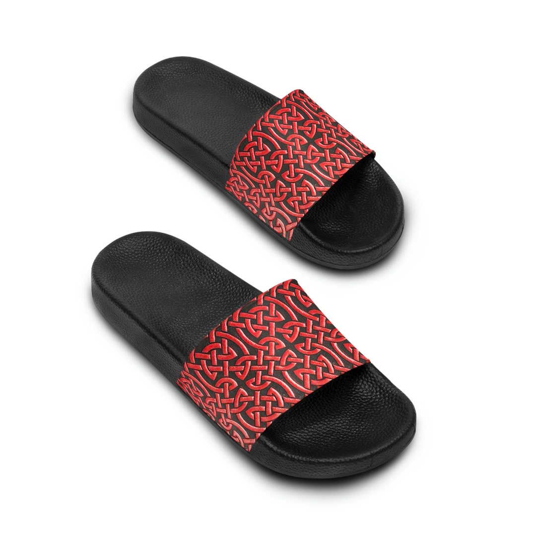 Killarney Celtic Knot Women's Slide Sandals in Red Cranberry Maroon ...