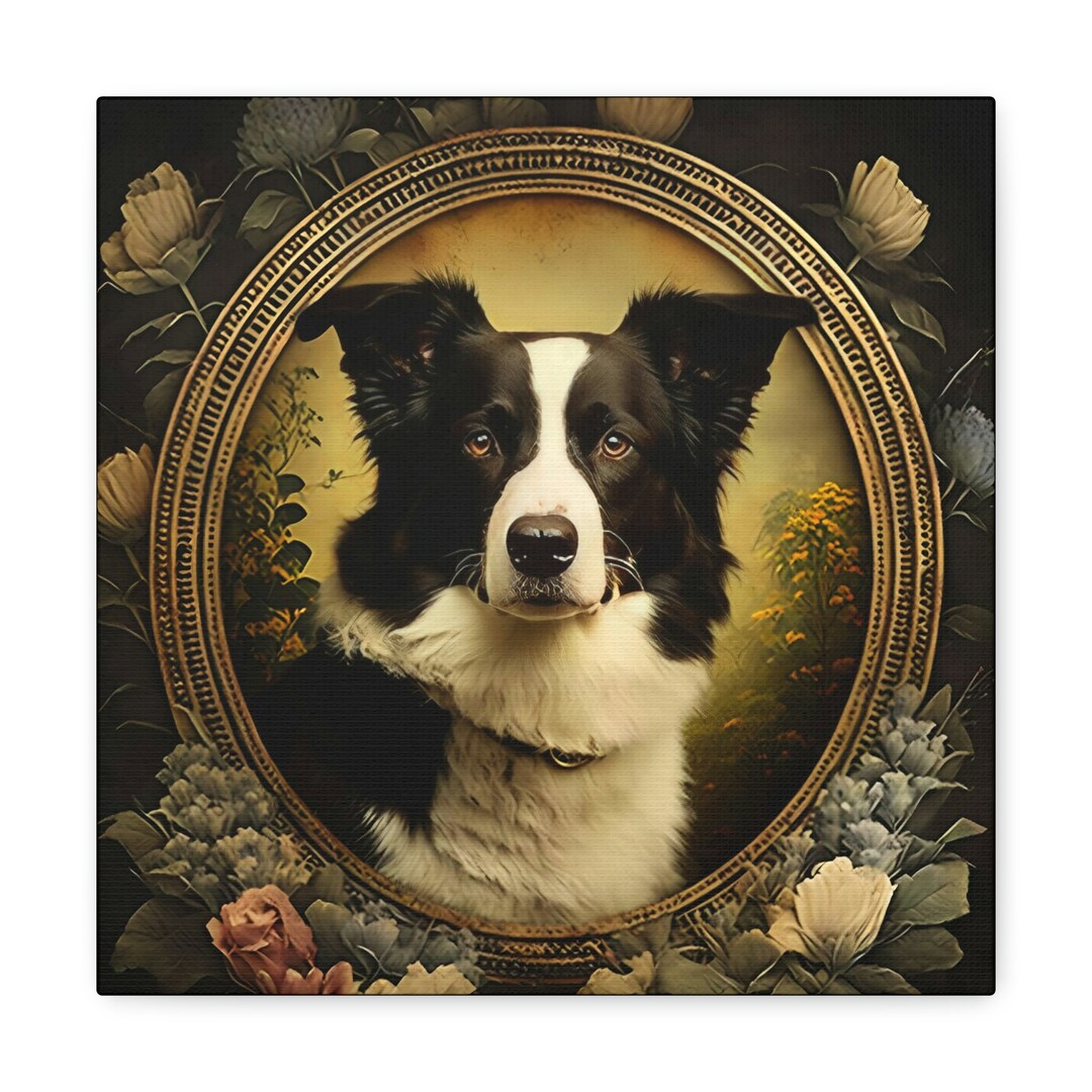 Art Nouveau Border Collie Frame Canvas Gallery Wraps - Etsy