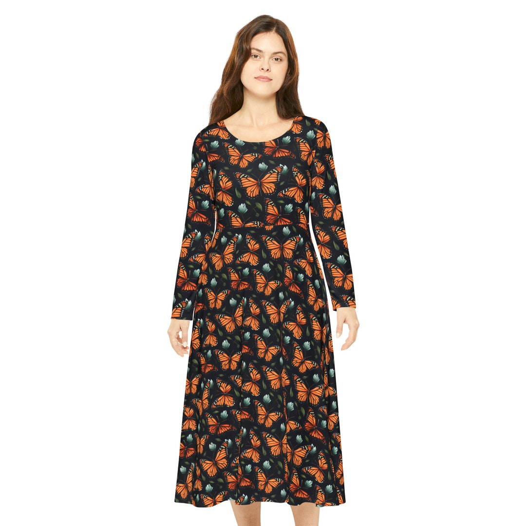 Monarch Butterfly Women's Long Sleeve Dance Dress - Etsy