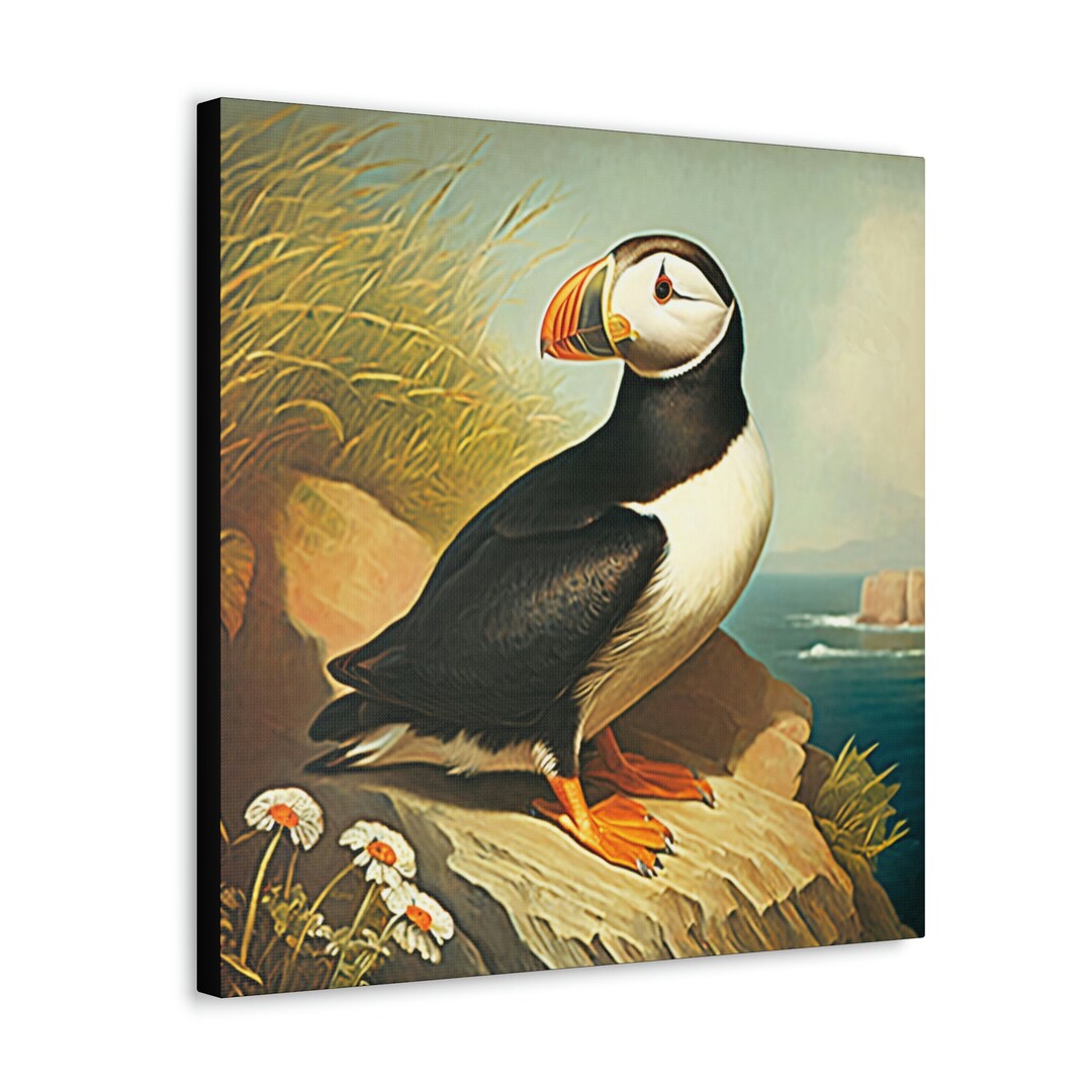 Puffin Vintage Antique Retro Canvas Wall Art This Art Print - Etsy
