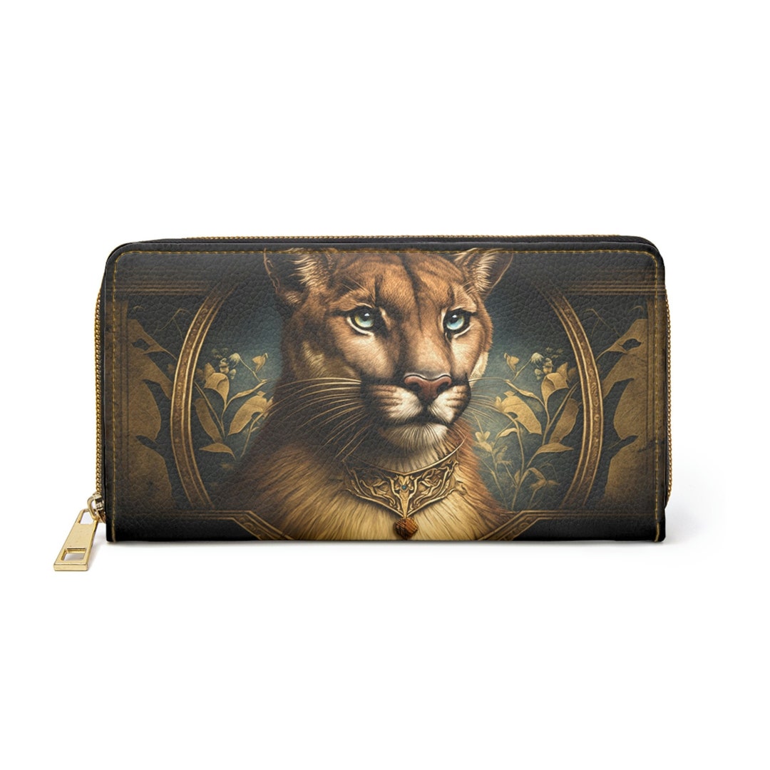 Vintage Victorian Mountain Lion Zipper Wallet Cottagecore Mid-century ...
