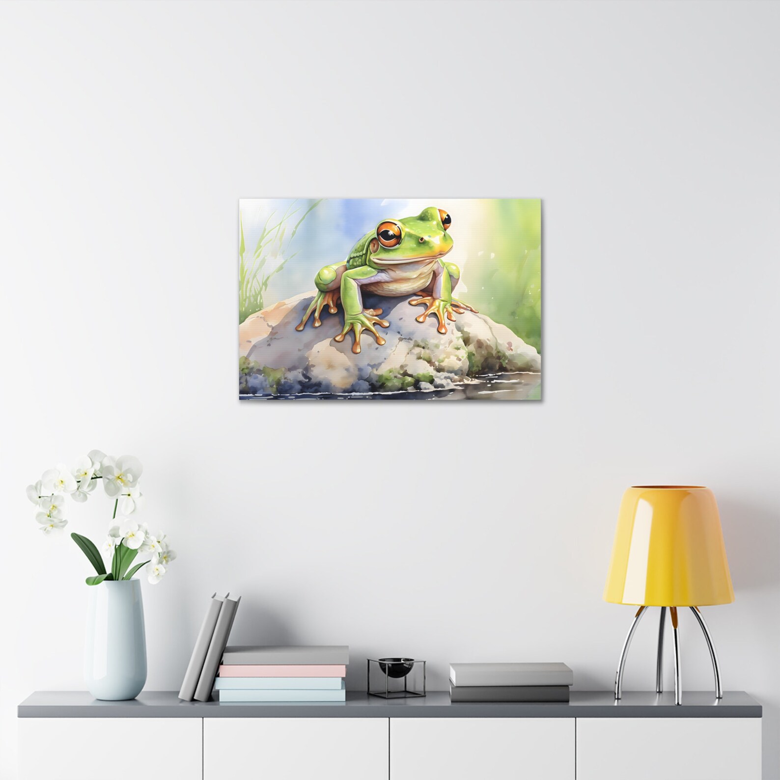 Frog on Rock Watercolor Painting Fine Art Print Canvas Gallery Wraps - Etsy