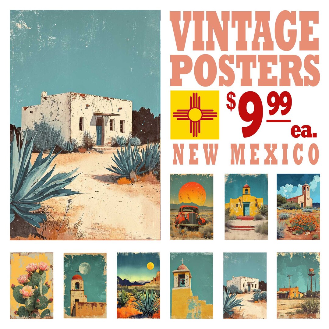 Vintage White Adobe House Art Print Poster New Mexico Gift - Etsy