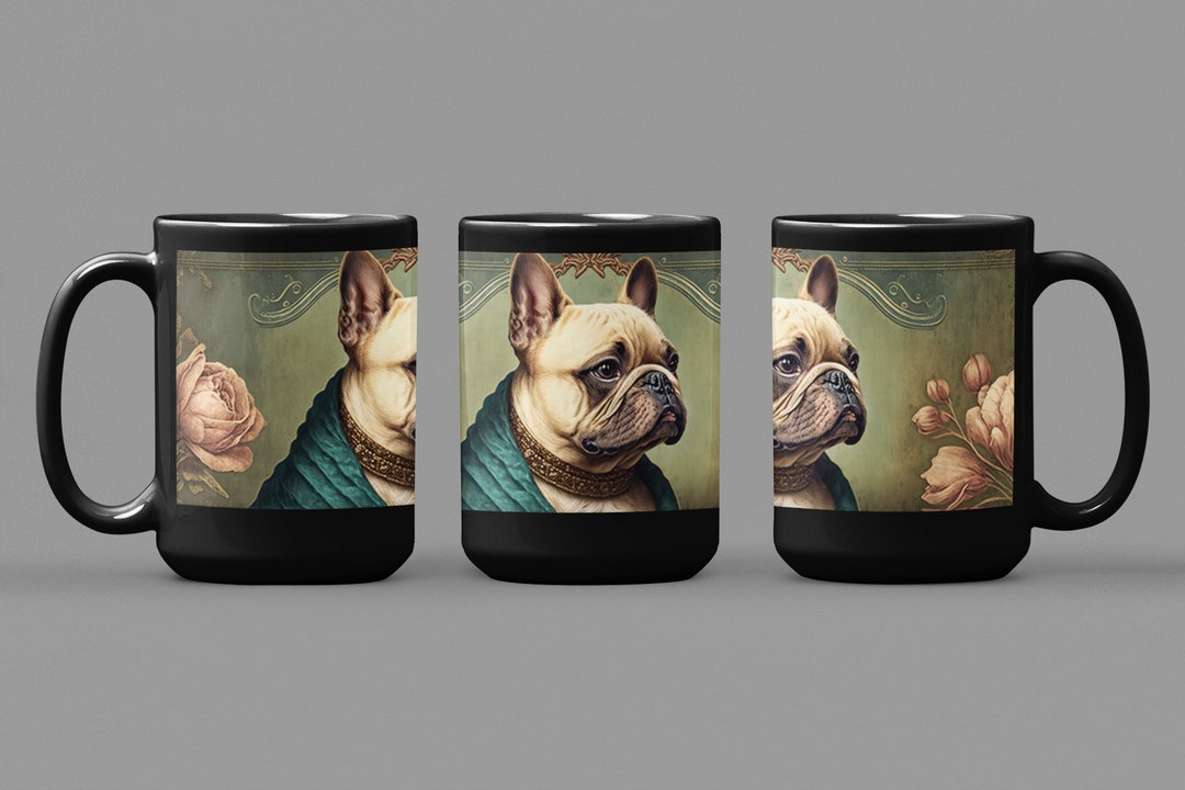 Vintage Victorian French Bulldog Portrait 15 Oz Coffee Mug Perfect Gift ...