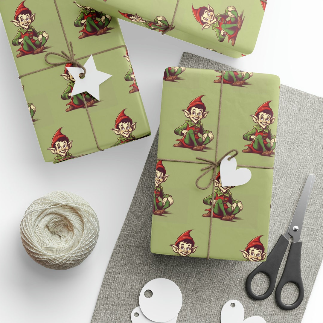 Retro Elf Wrapping Paper Midcentury Vintage - Etsy