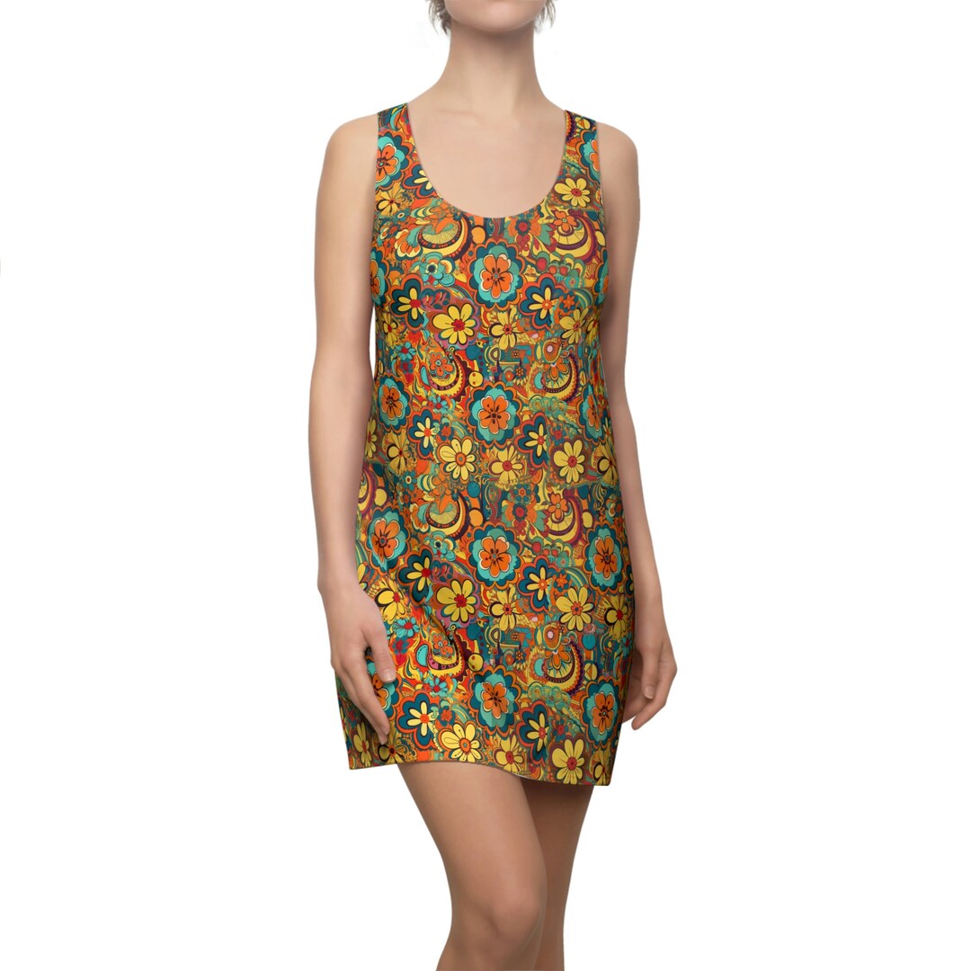 BOHO Hippy Art Nouveau Floral Pattern Floral Women's Racerback Dress - Etsy