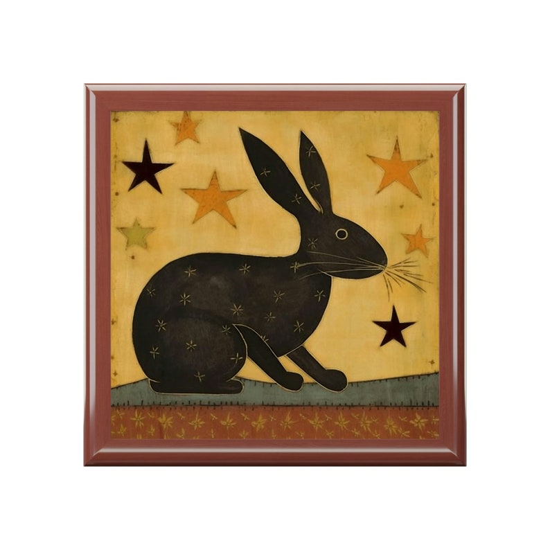 Rustic Folk Art Rabbit Design Wooden Keepsake Jewelry Box - Etsy