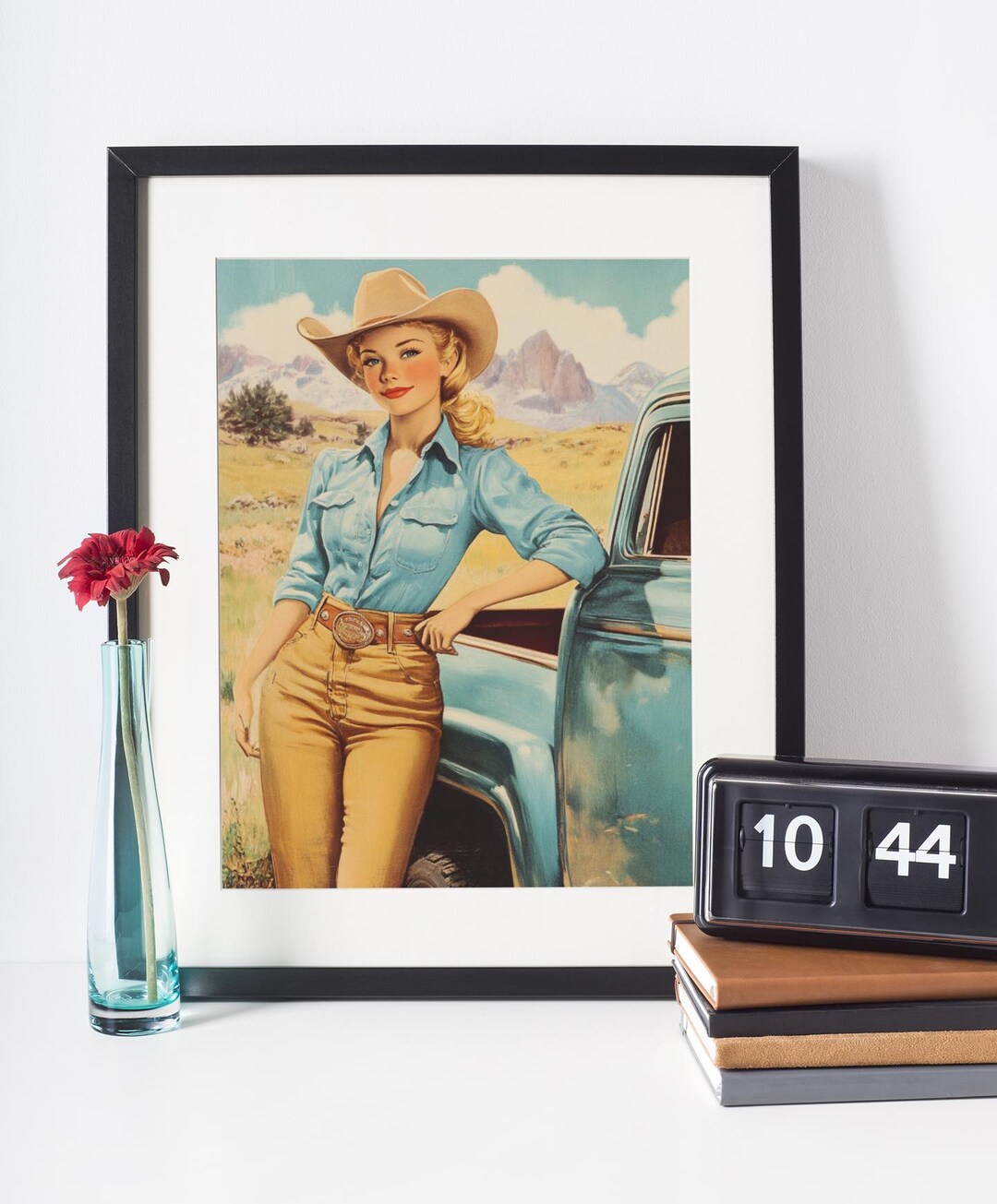 Cowgirl With Her Old Workhorse Wall Art Print - Western Decor 9"x 11 ...
