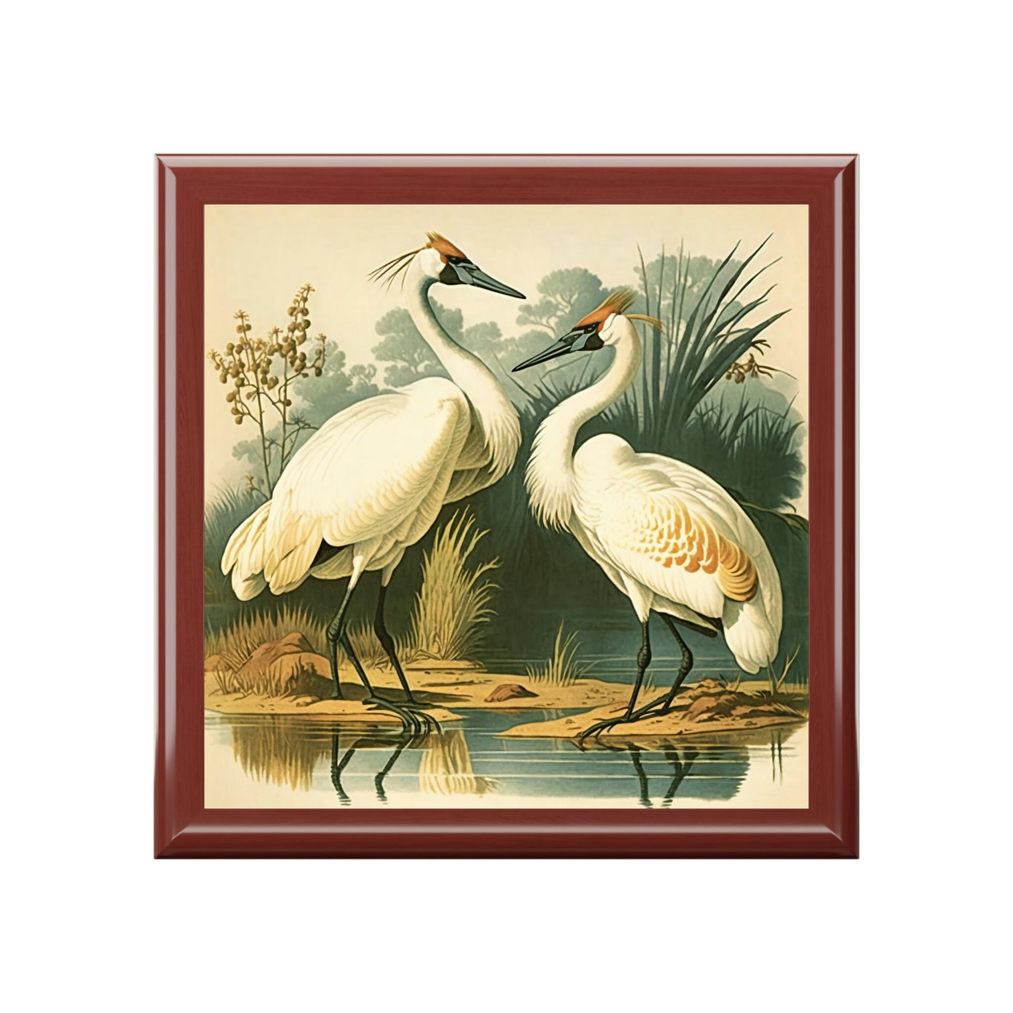 Vintage Cranes Wooden Keepsake Jewelry Box - Etsy