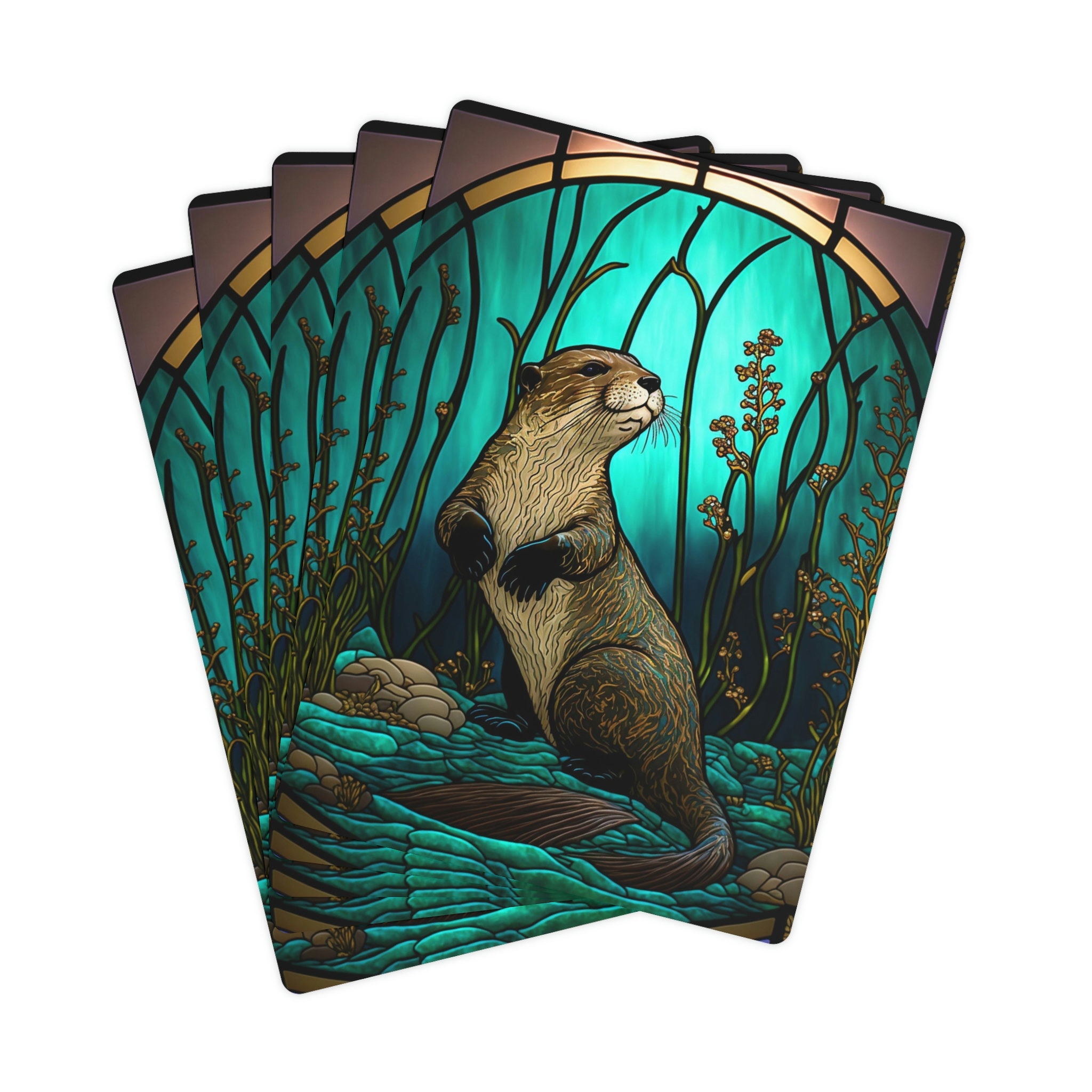 Stained Glass Otter Lake Poker Playing Cards Perfect Gift for the Otter ...